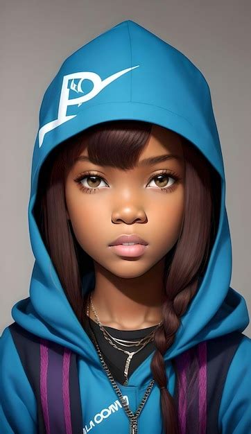 Premium Ai Image Illustration Of A Black Girl Wearing A Blue Hood