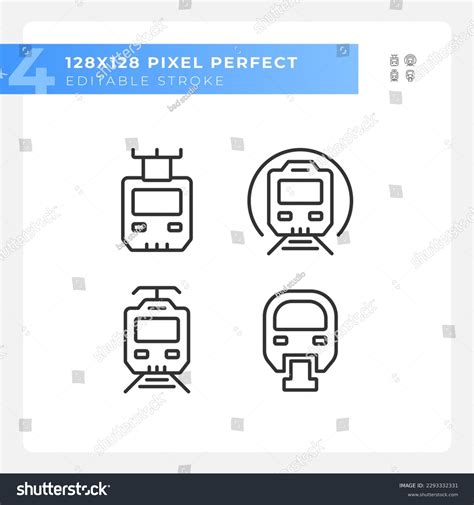 Passenger Train Pixel Perfect Linear Icons Stock Vector Royalty Free