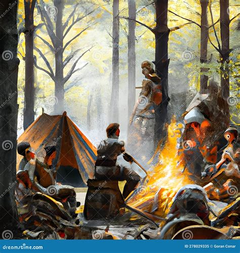 Campfire In The Woods Stock Illustration Illustration Of Woodland