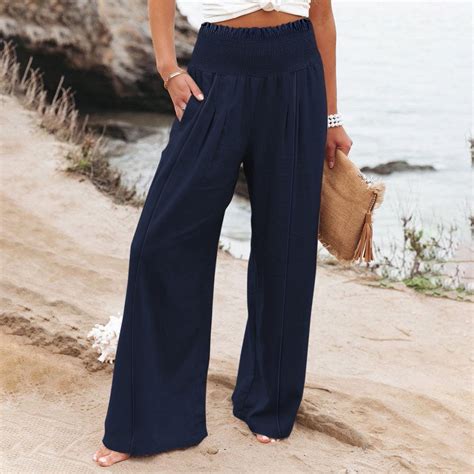 Lroveb Wide Leg Pants For Women Plus Size Womens High Waisted Cotton