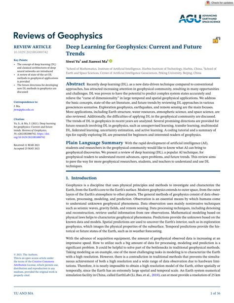 Pdf Deep Learning For Geophysics Current And Future Trends