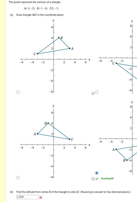 Solved The Points Represent The Vertices Of A Triangle A B C A Draw