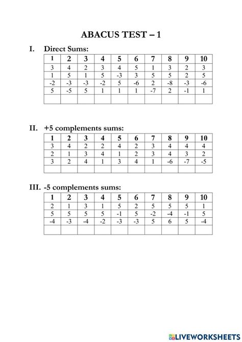 Abacus Online Worksheet Live Worksheets Worksheets Library