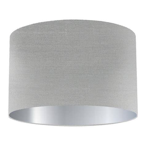 Silver Silk Drum Lampshade With Silver Lining Dorval Lighting