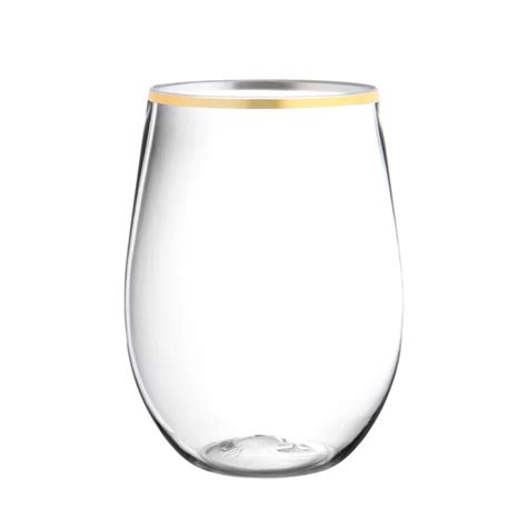 Nicolefantinicollection Disposable Gold Rim Stemless Plastic Wine