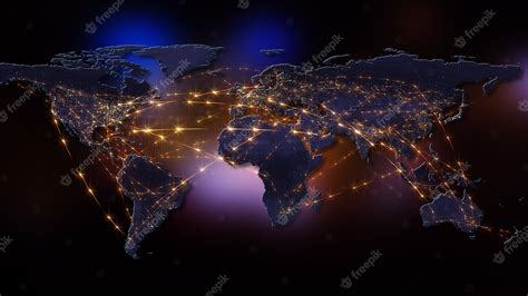 Premium Photo 3d Rendering Abstract Of World Network Internet And Global Connection Concept