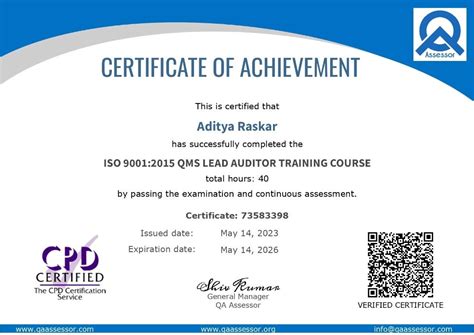 Finally Completed Iso 9001 2015 Qms Lead Auditor Course Qa Assessor Aditya Raskar 16 Comments