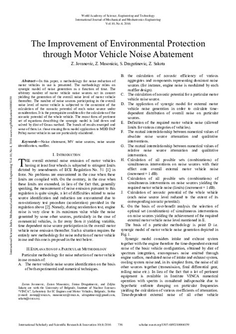 Pdf The Improvement Of Environmental Protection Through Motor Vehicle
