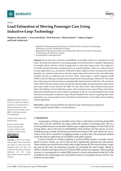 Pdf Load Estimation Of Moving Passenger Cars Using Inductive Loop Technology