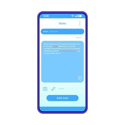 Note Taking App Interface Vector Template Mobile App Interface Blue