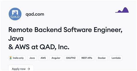 Remote Backend Software Engineer Java And Aws Job At Qad Inc Himalayas