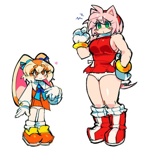 Rule 34 Amy Rose Cream The Rabbit Cute Duo Duo Female Female Furry