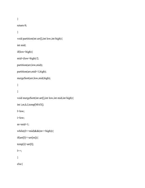Merge Sort In Csolutioninclude Stdio H Define Max 50 Void Mergesortdocx