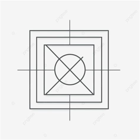 원 중앙에 있는 사각형의 사진 포스터를 위한 벡터 윤곽선 로고 요소 벡터 아이콘 직계 아이콘 레이저 컷 굵은 선 Png