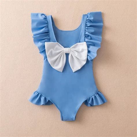 Girls One Piece Swimsuit With Bowknot Momorii