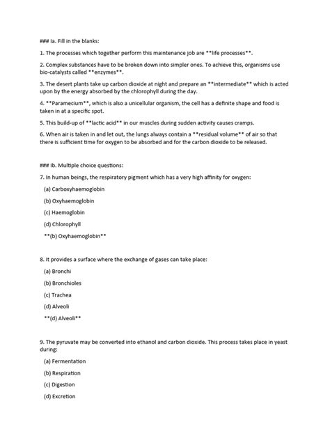 Science Qb Solution Pdf Stoma Photosynthesis