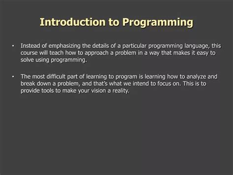 Ppt Introduction To Programming Powerpoint Presentation Free