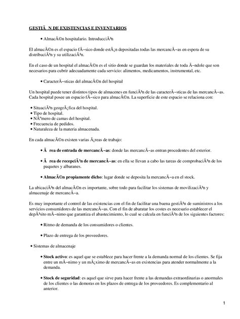 Apuntes Sobre La Gestión De Existencias E Inventarios Apuntes De
