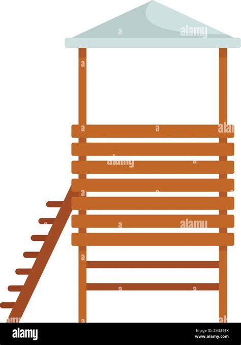 Beach Rescuer Tower Icon Flat Vector Lifeguard Safety Sea Guard