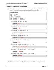 PCD Answers Tutorial 03 Docx AACS1074 Programming Concepts And Design