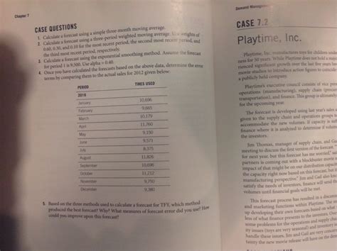 Solved Chapter 7 Case Questions 1 Calculate A Forecast