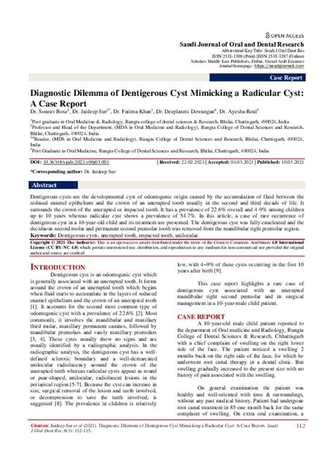 Pdf Diagnostic Dilemma Of Dentigerous Cyst Mimicking A Radicular Cyst