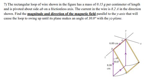 Solved 7 The Rectangular Loop Of Wire Shown In The Figure