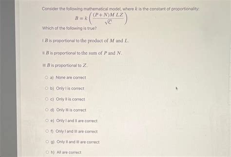 Solved Consider The Following Mathematical Model Where K Is Chegg