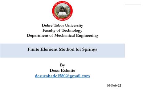 Finite Element Method For Combination Of Linear Springs Introduction