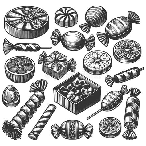 Assorted Vintage Candy Collection Sketch Vector Stock Vector