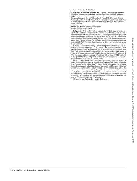 Pdf 2217 Sexually Transmitted Infection Sti Therapy Compliance Pre