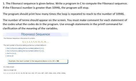 Solved The Fibonacci Sequence Is Given Below Write A Chegg