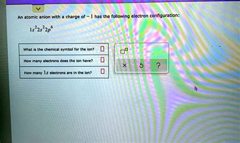 Solved An Atomic Anion With A Charge Of 1 Has The Following Electron Configuration 1s2 2s2