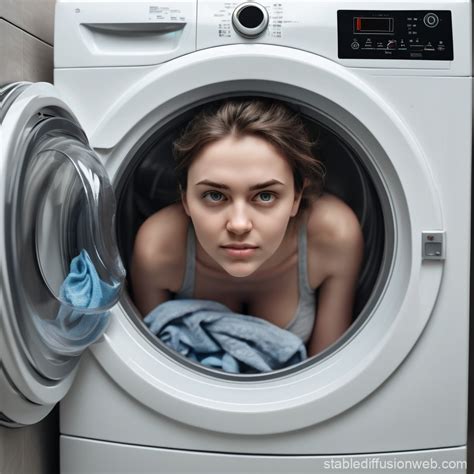 A Lady Half Stuck In A Washing Machine Stable Diffusion Online