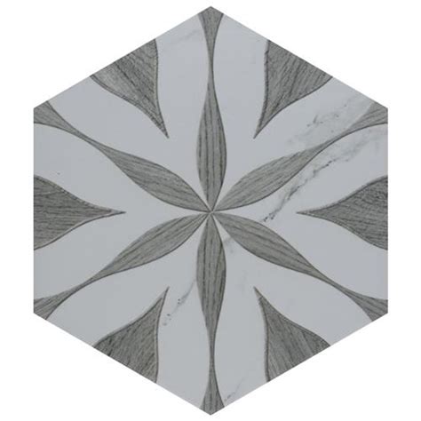 Llama Hex Flower Loire Silver Smoke 8 5 8 X9 7 8 Porcelain