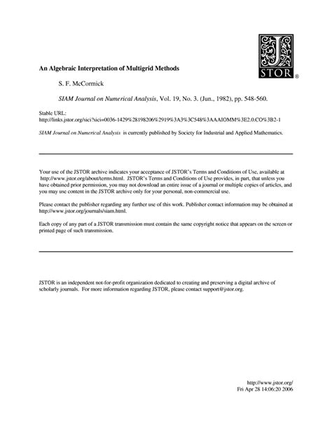 PDF An Algebraic Interpretation Of Multigrid Methods