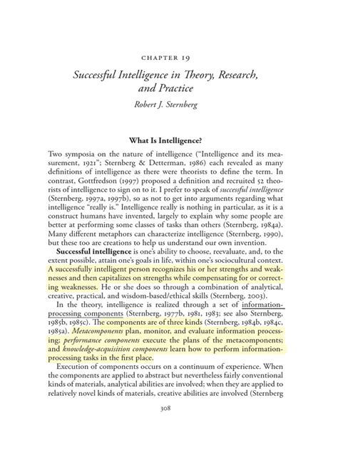 C Sternberg R 2018 Successful Intelligence In Theory Research