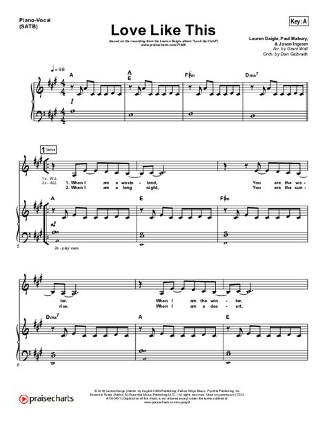 Love Like This Sheet Music Pdf Lauren Daigle Praisecharts
