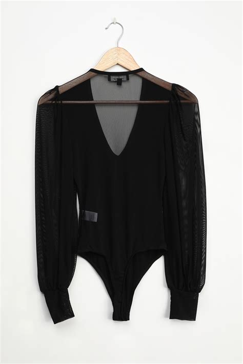 Sexy Mesh Bodysuit Puff Sleeve Bodysuit Long Sleeve Bodysuit Lulus