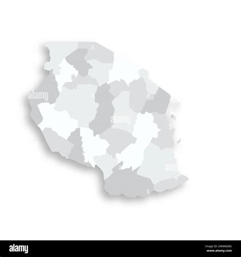 Tanzania Political Map Of Administrative Divisions Regions Grey