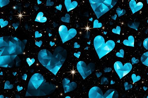 Blue 3d Hearts Digital Background