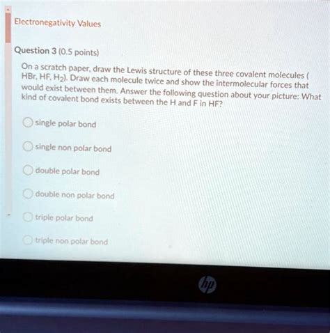 Solved Electronegativity Values Question 3 05 Points On A Scratch