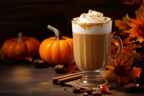 Premium Photo Pumpkin Latte Drink Generate Ai