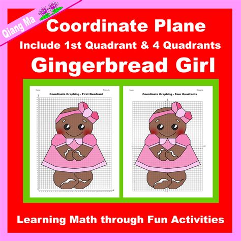 Christmas Coordinate Plane Graphing Picture Gingerbread Girl Classful