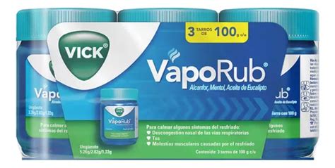Vick Vaporub Ungüento Alcanfor Mentol Eucalipto 3 Pzas 100gr MercadoLibre