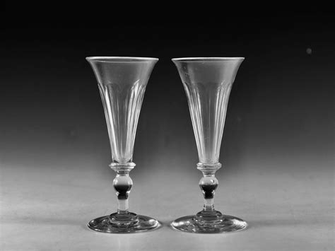 Antique Glass Flutes Pair English C1830 In Antique Wine Glasses