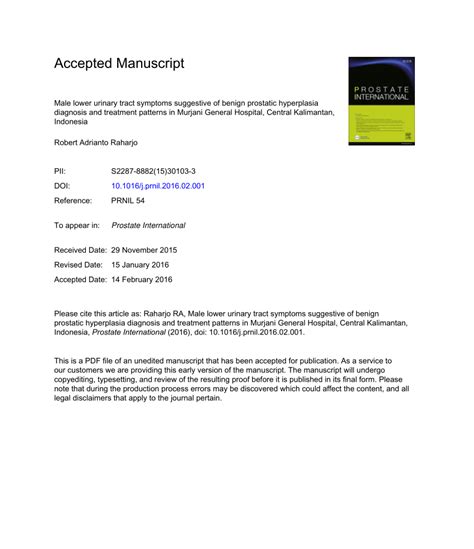 Pdf Male Lower Urinary Tract Symptoms Suggestive Of Benign Prostatic