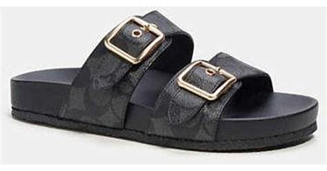 Coach Allanah Sandal In Signature Canvas In Black Lyst