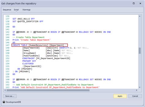 Script Comparison And Synchronization Options In Apexsql Source Control
