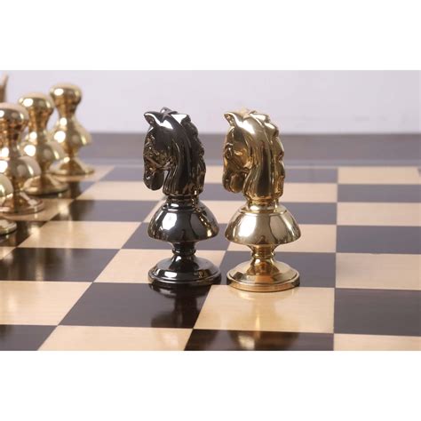 34 Victorian Series Brass Metal Luxury Chess Set Pieces Only Met